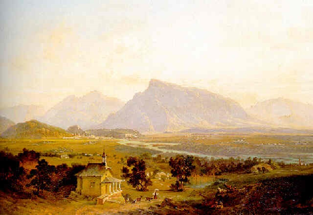 Salzburg with the Untersburg in the distance by Emil Theodor Richter on ...