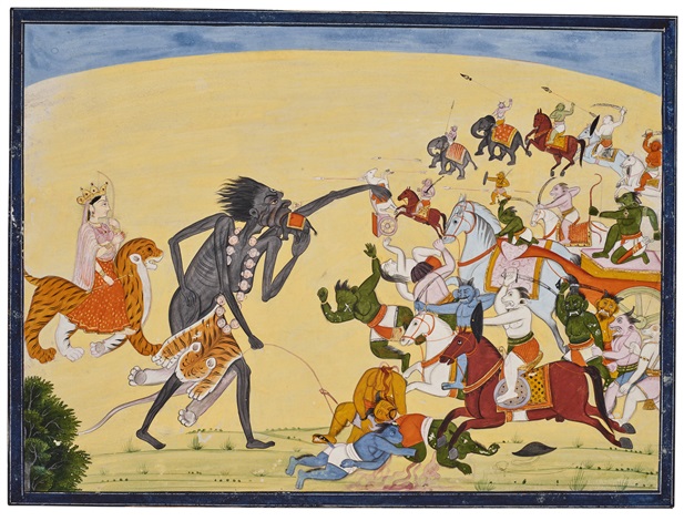 AN ILLUSTRATION FROM A DEVI MAHATMYA SERIES KALI ATTACKS THE DEMON ...