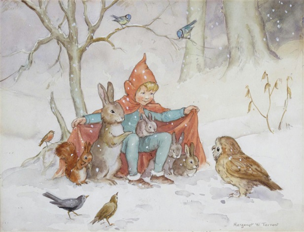 Sheltering from the cold by Margaret Winifred Tarrant on artnet