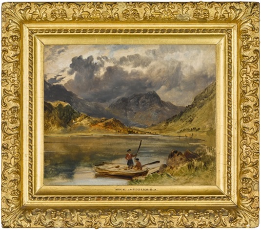 A Highland loch with ghillies in a boat by Sir Edwin Henry Landseer on artnet