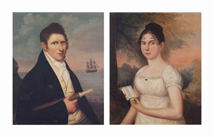 Portrait of a Sea Captain and his Wife pair by American School (19) on ...