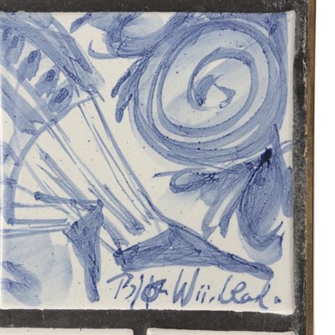 Square table and D shaped table with blue lacquered metal legs by Bjørn ...