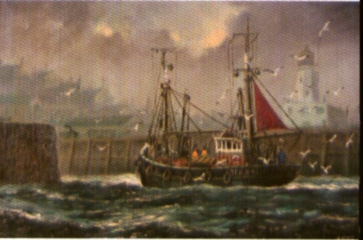 Fishing vessel returning to the harbour by Jack Rigg on artnet