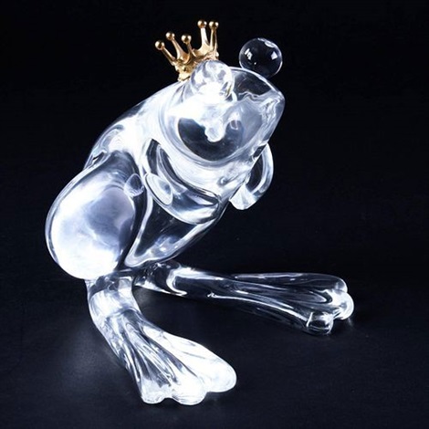 Steuben Glass Model of a Frog Prince with Gold Crown by Lloyd Atkins on ...