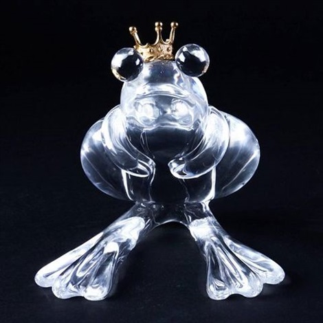 Steuben Glass Model of a Frog Prince with Gold Crown by Lloyd Atkins on ...