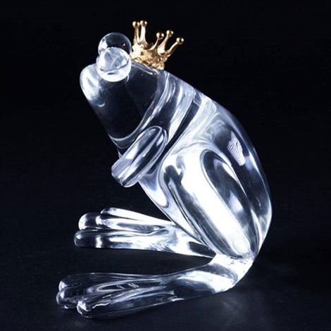Steuben Glass Model of a Frog Prince with Gold Crown by Lloyd Atkins on ...