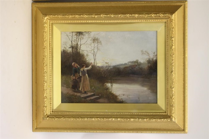 Women Standing by a Lake, a pair by R. Douglas on artnet