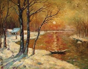湖畔夕阳 by Yan Wenliang on artnet
