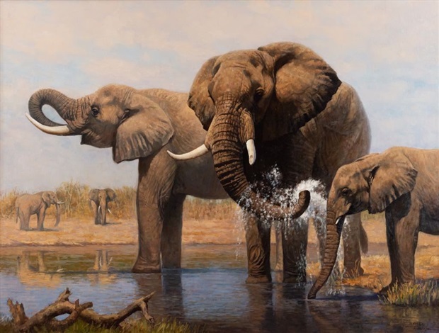 Elephant Herd by Jie Wei Zhou on artnet