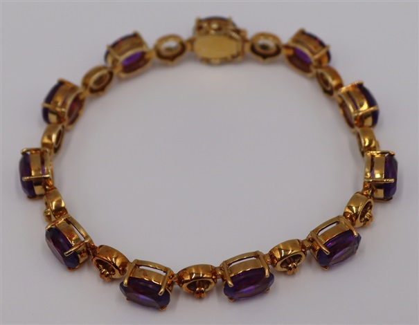 JEWELRY. Signed H. Stern 18kt Gold and Amethyst Bracelet by H. Stern ...