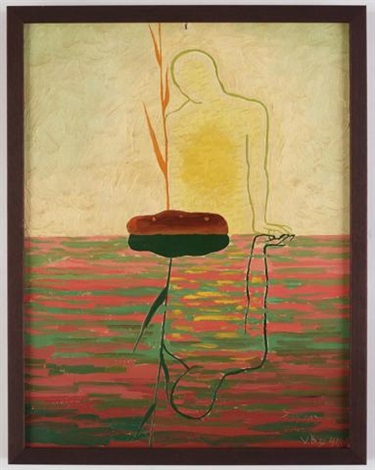 Surrealist composition with figure in water by Vilhelm Bjerke-Petersen ...