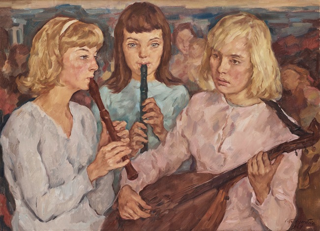 Girls making music by Lotte Laserstein on artnet