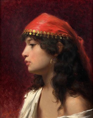 Portrait de jeune femme brune vue de profil by Willy Martens on artnet