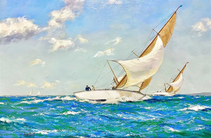 Wind Sun - 6 Meters in the Solent, Isle of Wight by Henry Scott on artnet
