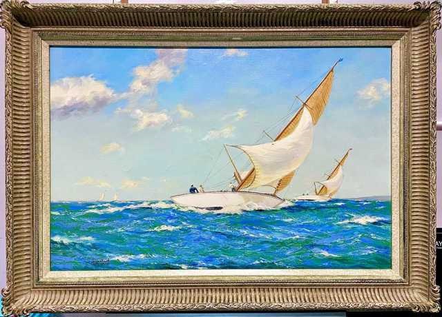 Wind Sun - 6 Meters in the Solent, Isle of Wight by Henry Scott on artnet