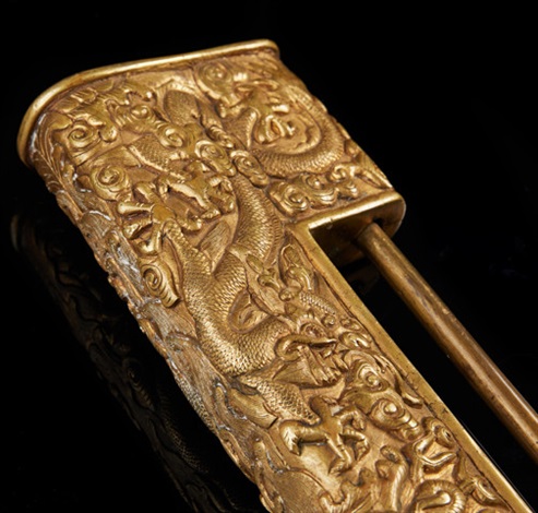 A RARE IMPERIAL GILT-BRONZE CABINET LOCK on artnet