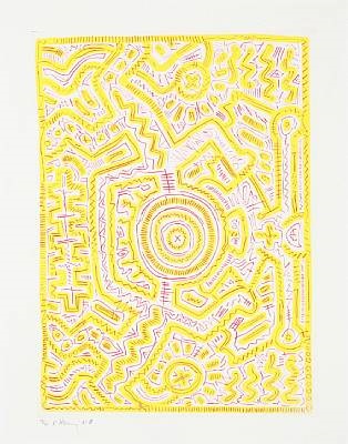 Yellow and red composition by Keith Haring on artnet