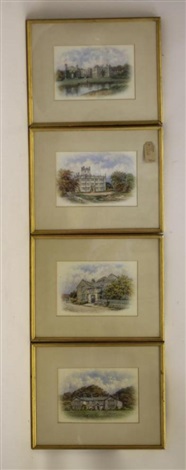 Townley Hall and Gawthorpe Hall, Lancashire, and two others, set of ...