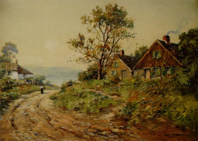 Figure near a cottage by George F. Schultz on artnet