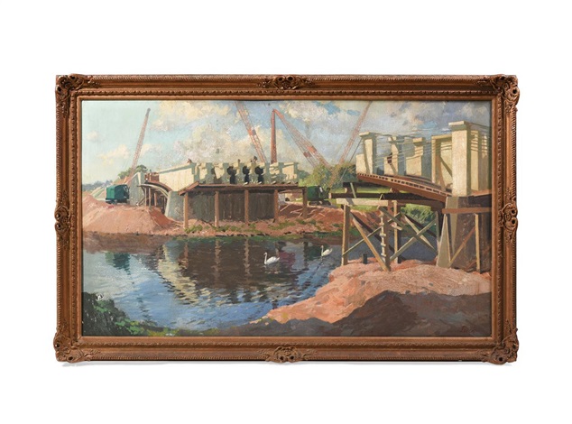 BUILDING THE NEW BRIDGE by William John Leech on artnet