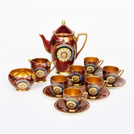 Flower and Falling Leaf a Carlton Ware coffee set for six by Carlton ...