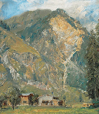 Hochgebirgslandschaft mit Gehöft an einem Sommertag by Max Doerner on ...