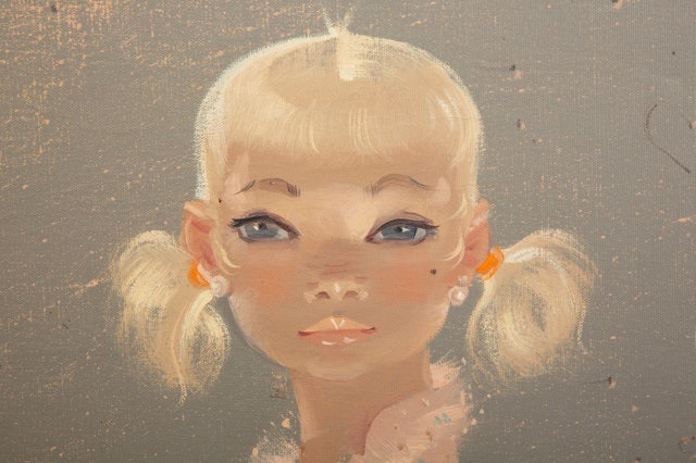 Blonde Girl Wearing Dotted Pink Dress by Igor Pantuhoff on artnet