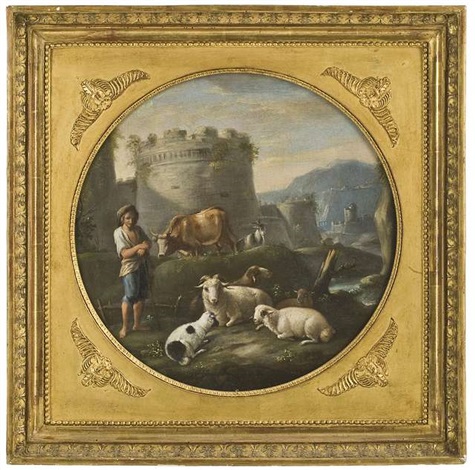 Zwei Campagnalandschaften mit Hirten und Vieh pair by Paolo Monaldi on ...