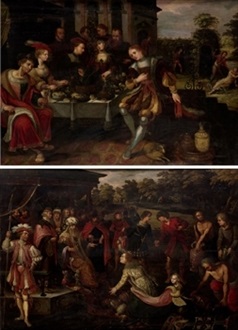 El rico Epulón y Salomón y la Reina de Saba pair by Flemish School (17 ...