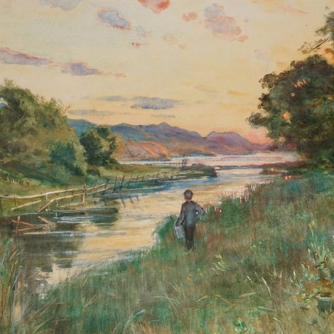 Young boy by the river side by Anna Gardell-Ericson on artnet