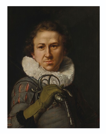 Portrait of a man with a rapier resting on his shoulder, bust-length by ...