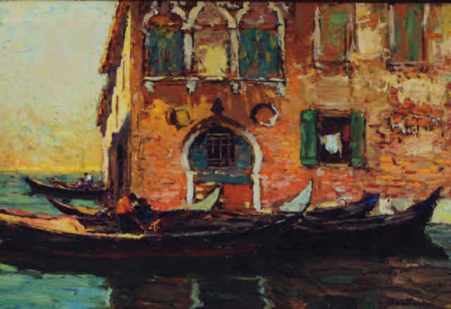 Canal in Venice with gondolas by Louis Bonamici on artnet