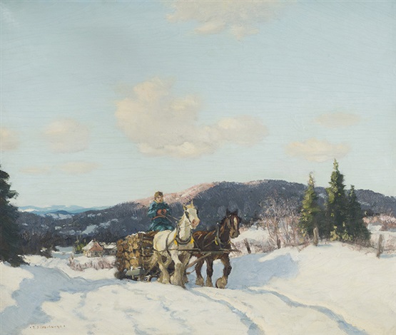 Hauling Logs in Winter by Frederick Simpson Coburn on artnet