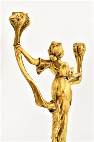 Louis Mattei French, 1877-1918, Pair of Art Nouveau Figural Candelabra ...