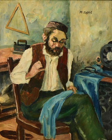 Moses Soyer American, 1899-1974, Interior Scene of a Man Sewing by ...