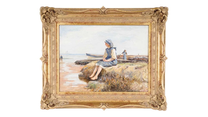 Girl Sitting on a Rock by Robert Jobling on artnet