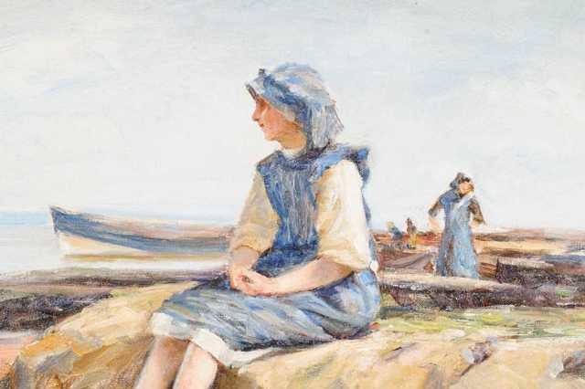Girl Sitting on a Rock by Robert Jobling on artnet