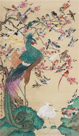 百鸟朝凤 A hundred birds are paying homage to a phoenix by Zhang Shuqi on ...