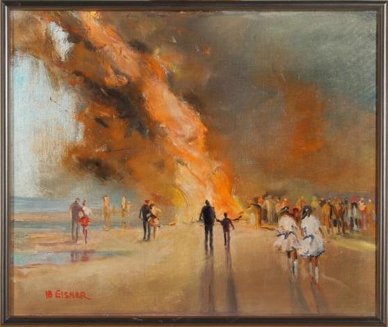 Blæsende Sct Hans aften stranden by Ib Eisner on artnet