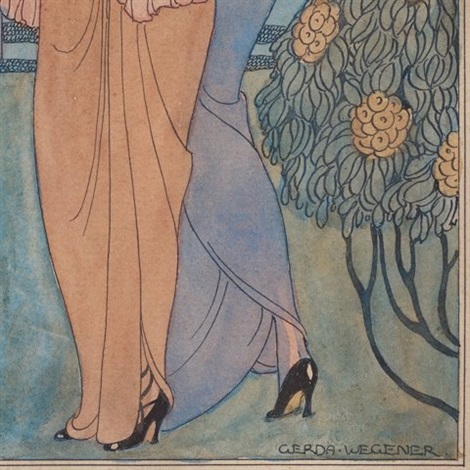 Two young ladies in the rose garden by Gerda Wegener on artnet
