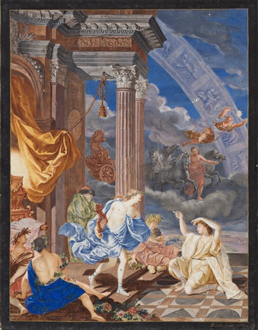 Apollo and Attendants at his Temple with the Signs of the Zodiac in the ...