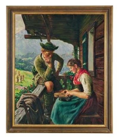 A Zither Player and Her Admirer by Emil Rau on artnet