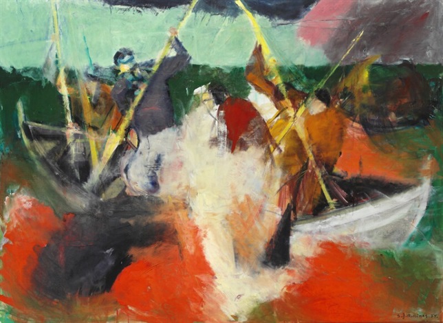 Whale Killing Scene, the Faroe Islands by Samuel Joensen-Mikines on artnet