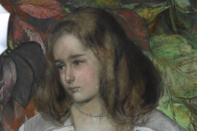 Pre-Raphaelite Portrait of a Girl in Garden with a Dog by Christian ...