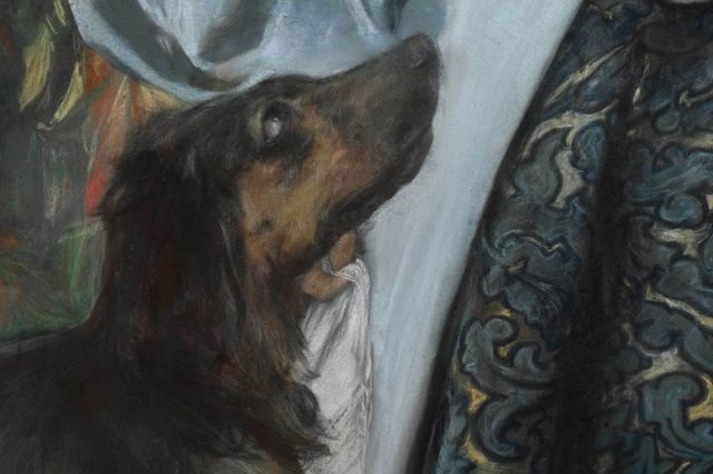 Pre-Raphaelite Portrait of a Girl in Garden with a Dog by Christian ...