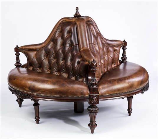 Maitland-Smith button-tufted leather borne settee by Maitland-Smith (Co ...