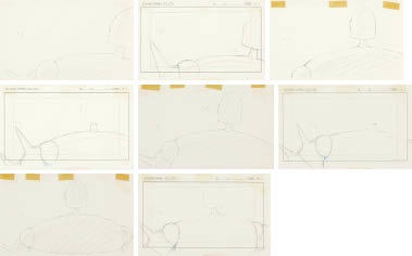 Key animation drawing genga from LAPUTA CASTLE IN THE SKY a set of 8 by ...