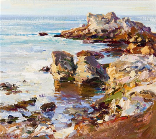 Late Light on Shore Rocks by Rod Goebel on artnet