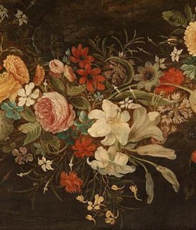 Landscape with garland of flowers and St John The Baptist. by Daniel ...