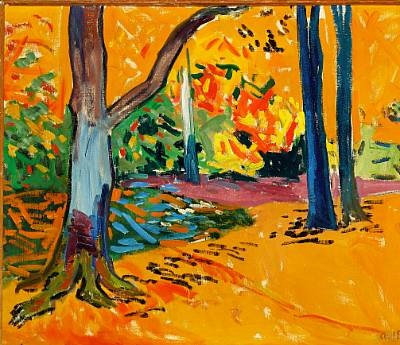 Scenery with trees, autumn by Axel P. Jensen on artnet